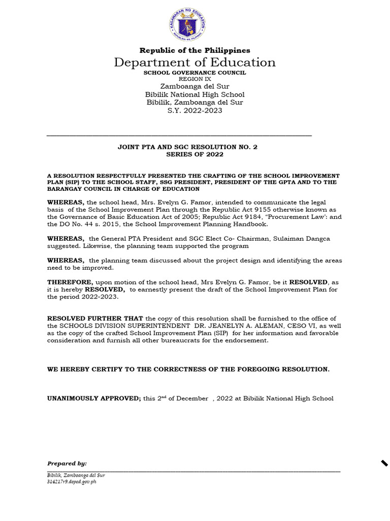 RESOLUTION NO Sip | PDF | Government