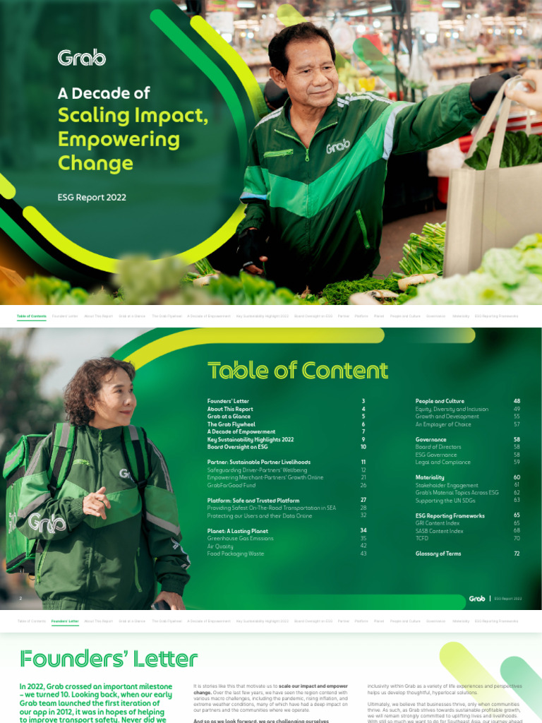 Grab ESG Report 2022 | PDF | Risk | Empowerment