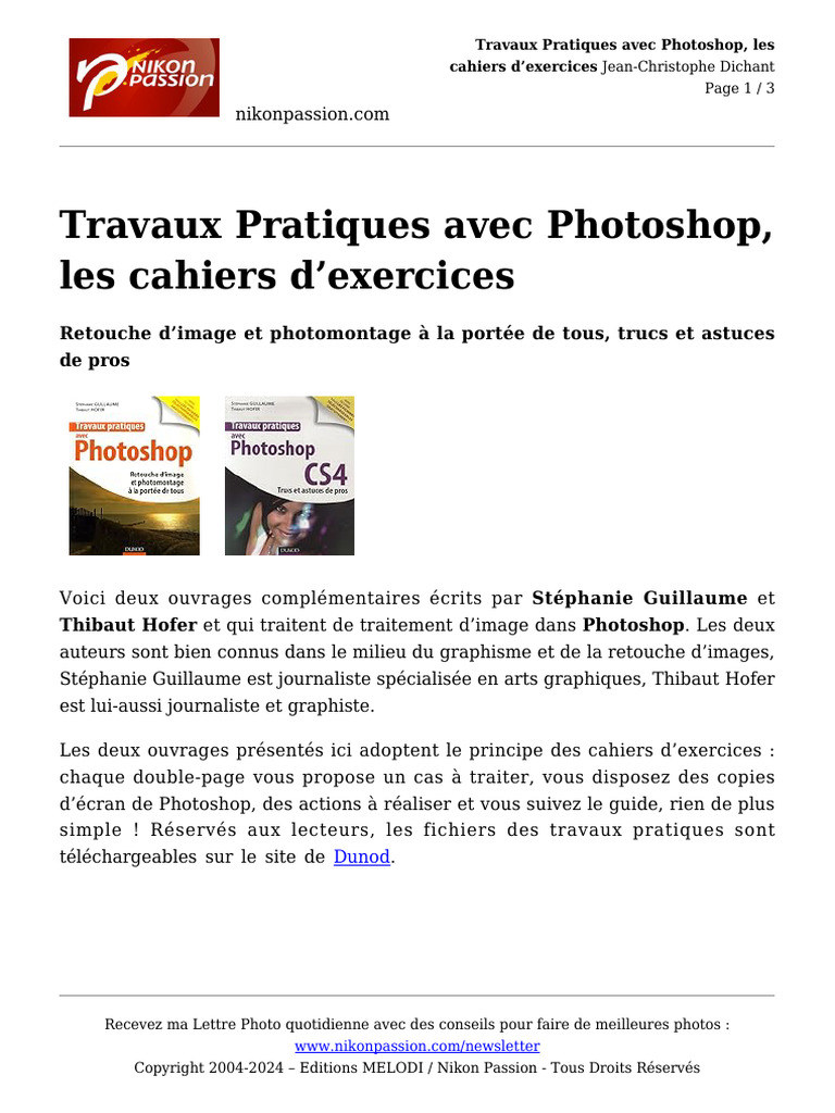Travaux Pratiques Avec Photoshop Les Cahiers D Exercices PDF | PDF ...