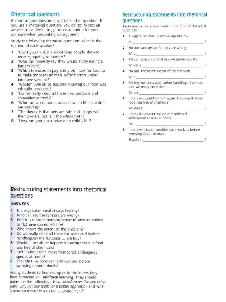 Rhetorical Question Examples and Exercise | PDF