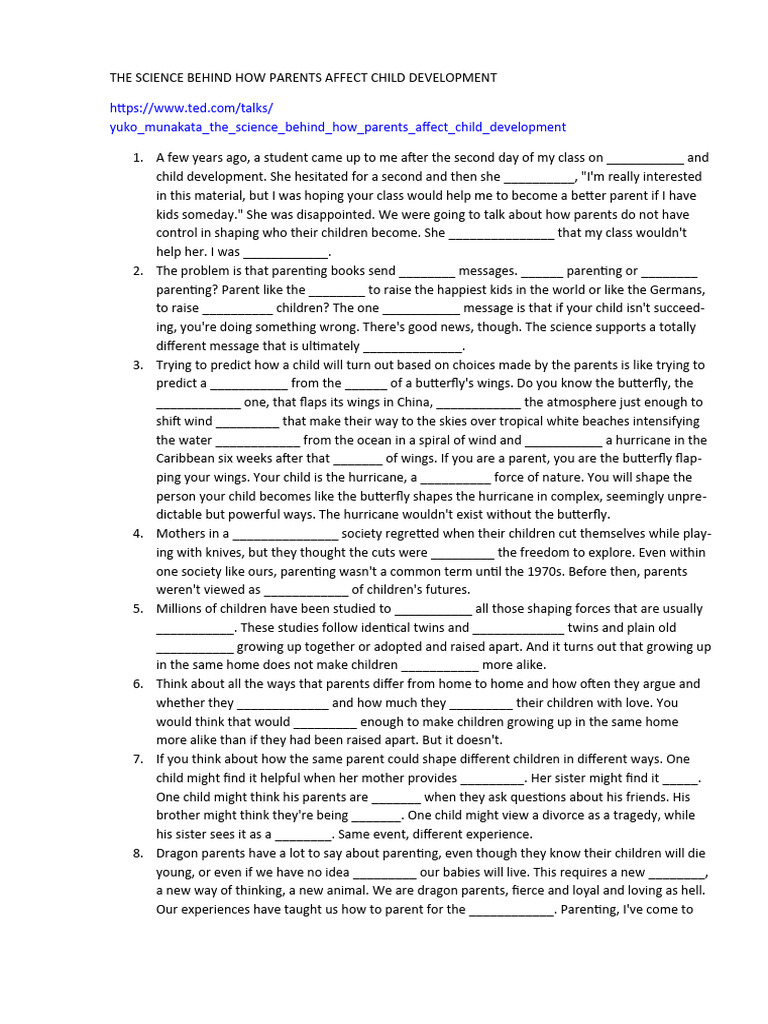 The Science Behind How Parents Affect Child Development Pdf