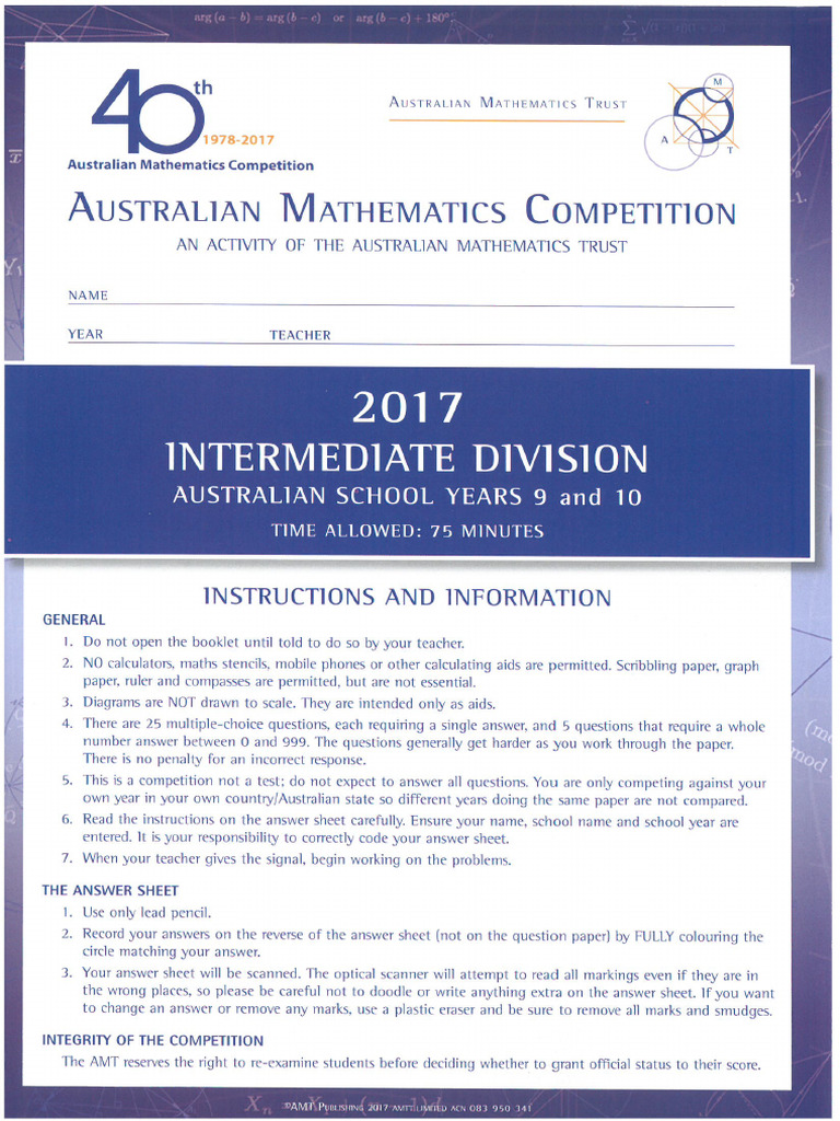 2017 AMC Intermediate Questions | PDF