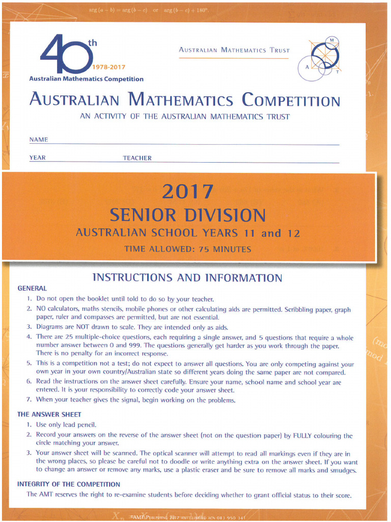 2017 AMC Senior Questions | PDF