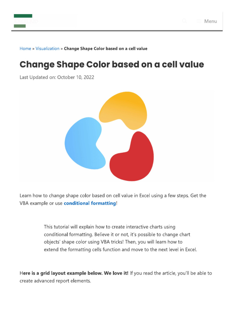 Change Shape Color Based On A Cell Value Step | PDF