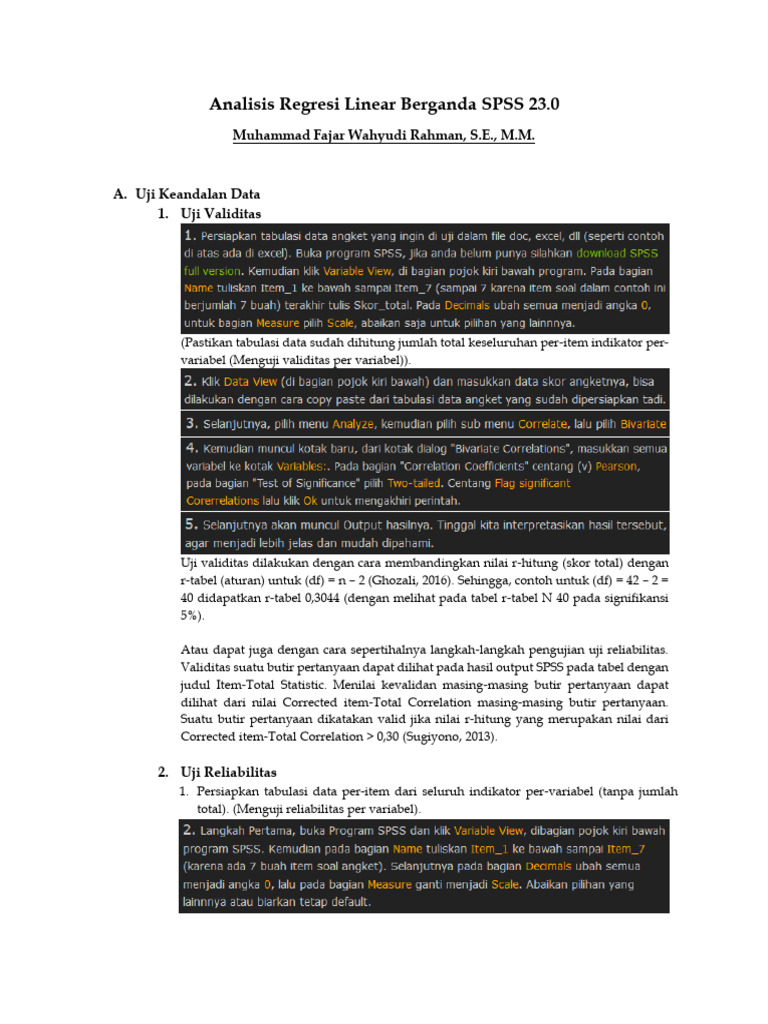 Analisis Regresi Linear Berganda SPSS 23 | PDF | Teknologi & Rekayasa