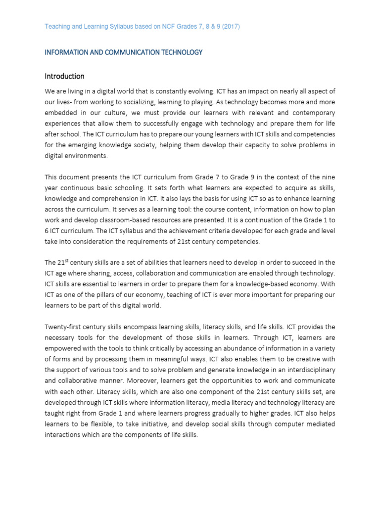 ICT Scheme | PDF | Educational Technology | Computer Network