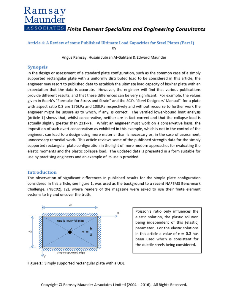 Article 4-A Review of Some Published Ultimate Load Capacities For Steel ...