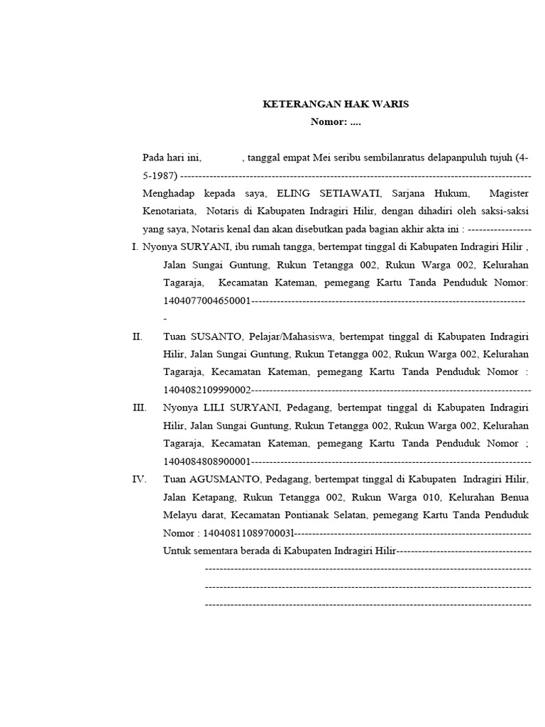 Keterangan Hak Waris | PDF