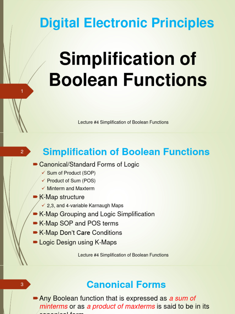 Lecture #4 - Simplification of Boolean Functions | Download Free PDF | Theory Of Computation ...