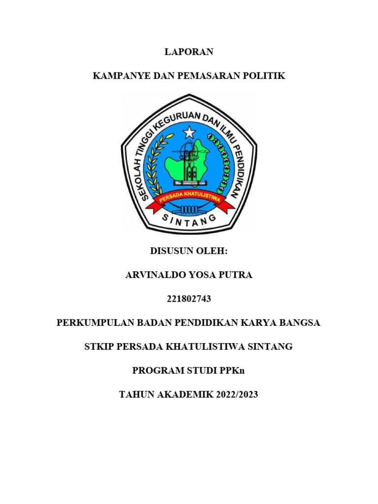 Laporan Kampanye Dan Strategi Pemasaran Politik | PDF Laporan Kampanye Dan Strategi Pemasaran Politik | PDF
