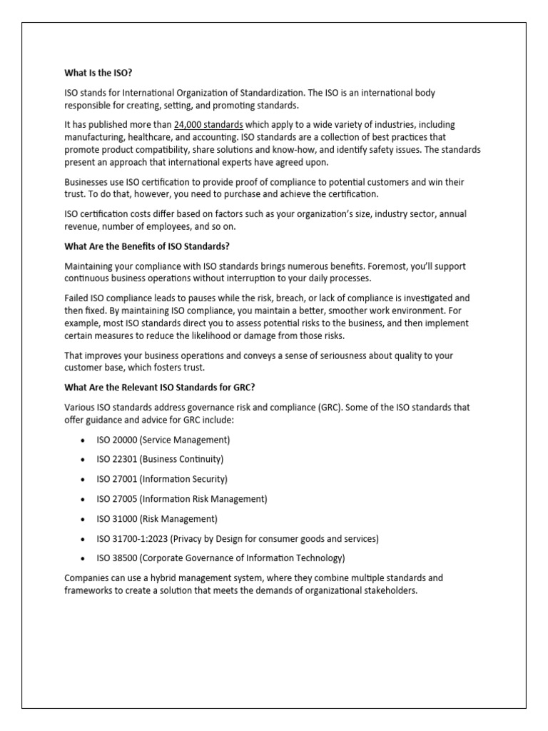 What Is The ISO? | PDF | Standardization | Quality Management
