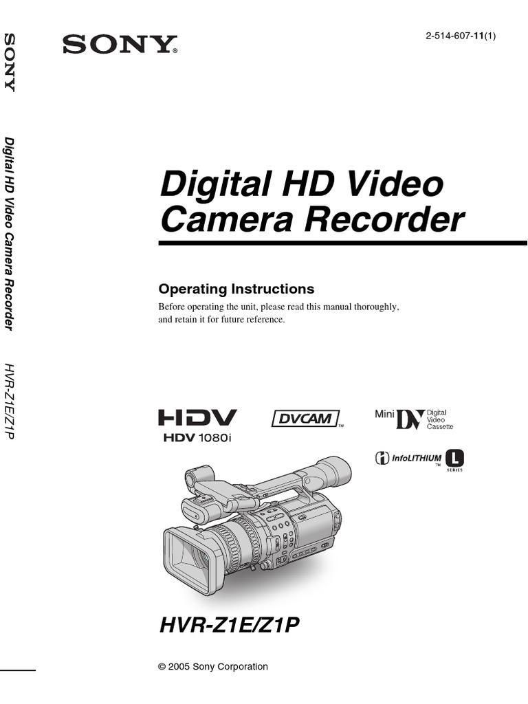 Sony HVR-Z1P Operation Manual | PDF