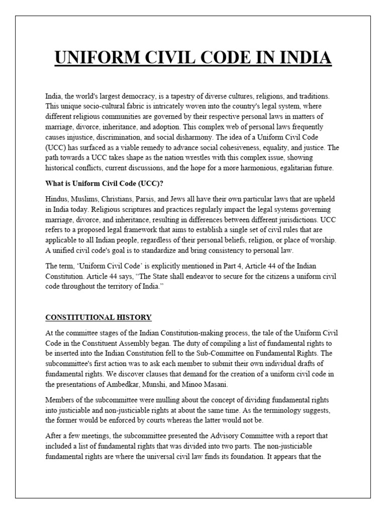 Uniform Civil Code | PDF | Justice | Crime & Violence