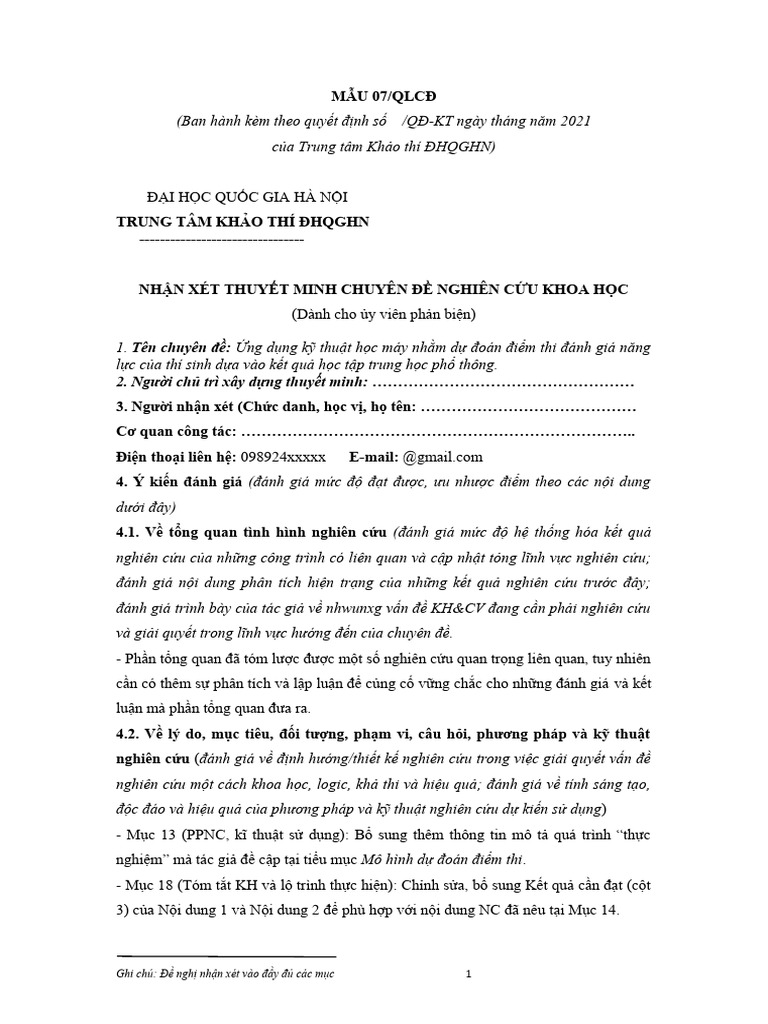 MẪU 07 NCKH | PDF