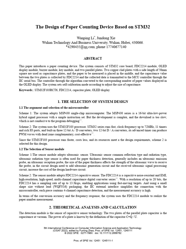 STM32-Based Paper Counting Device Design | PDF | Technology & Engineering