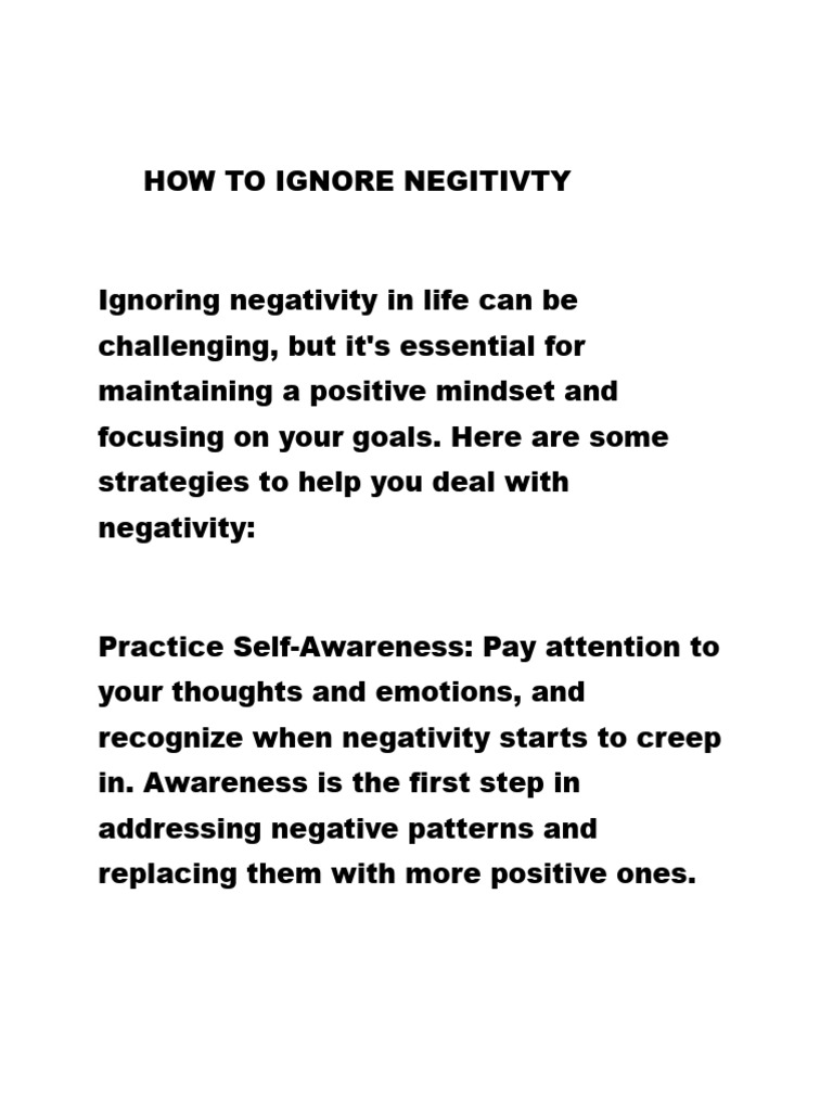 Strategies to Overcome Negativity | PDF | Thought | Psychological ...