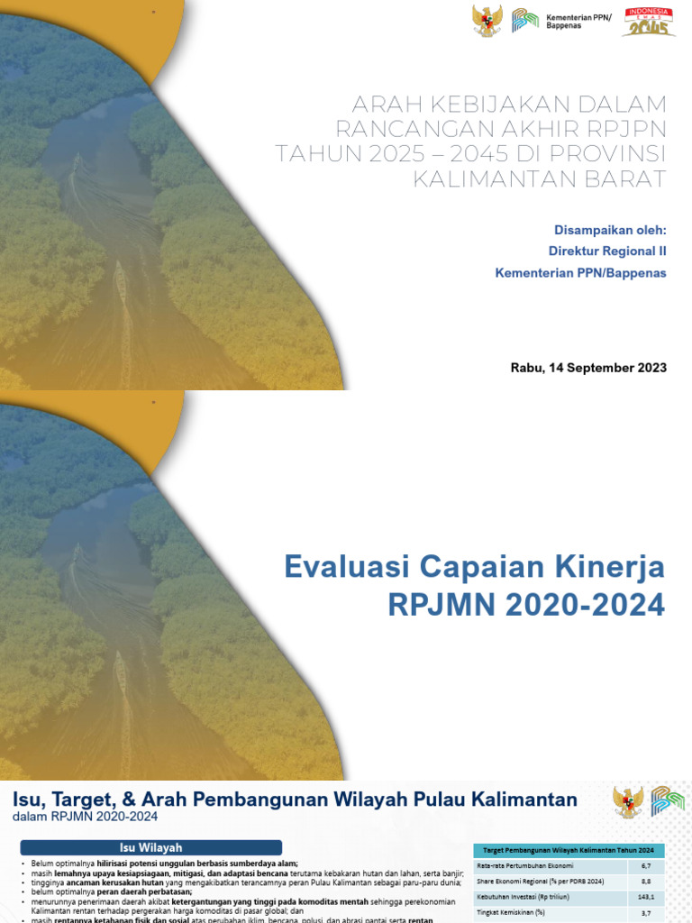 Arah Kebijakan Ranhir RPJPN Untuk Penyusunan RPJPD Kalbar | PDF