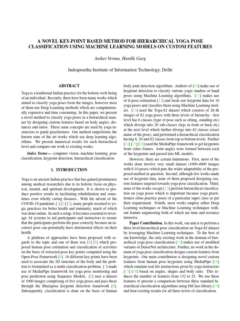 Yoga Pose Classification Icip Copy Pdf Machine Learning Support
