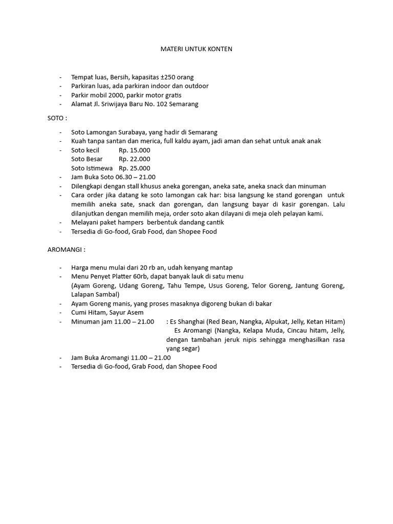 Kisi Kisi Materi Konten Bang Khibo | PDF