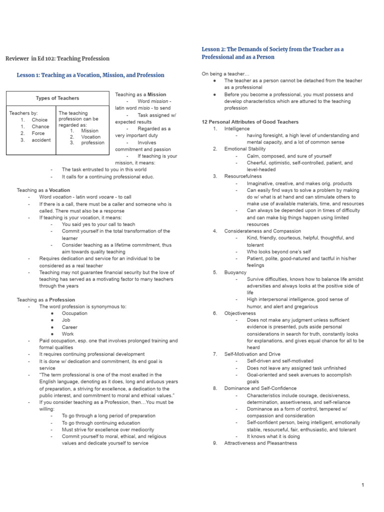 Ed 102 Reviewer | PDF | Teachers | Behavior