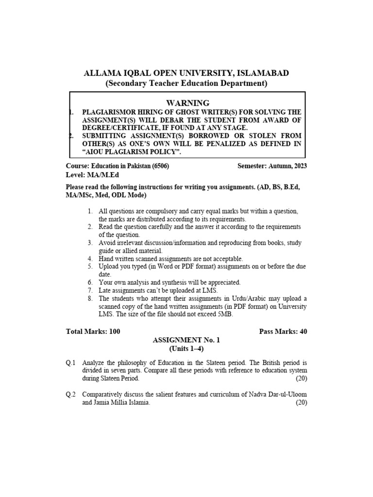 6506 Assignment Question Paper | PDF