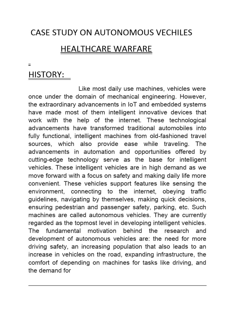 Case Study On Autonomous Vechiles | PDF