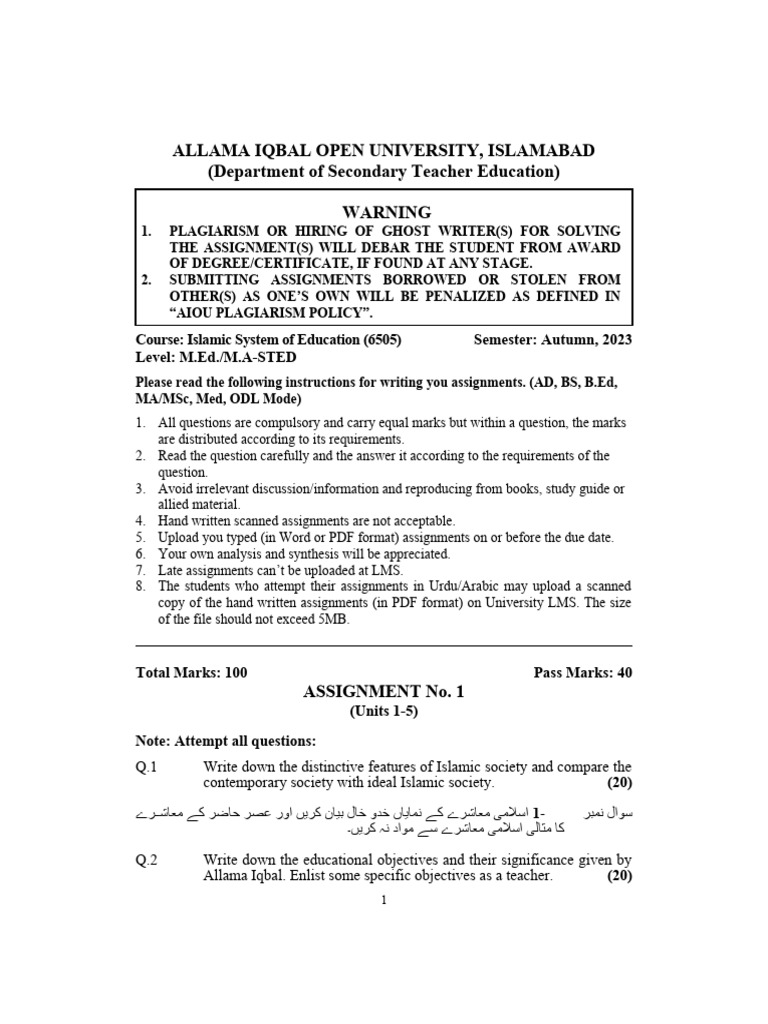 6505 6506 Assignment Question Paper | PDF