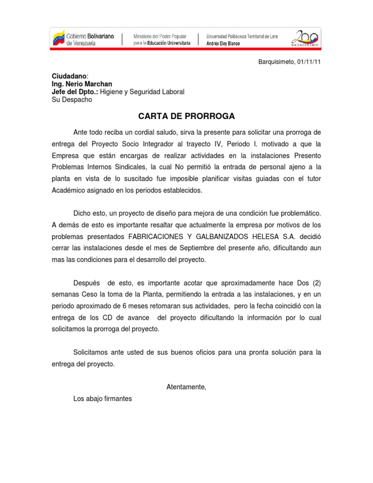 carta prorroga