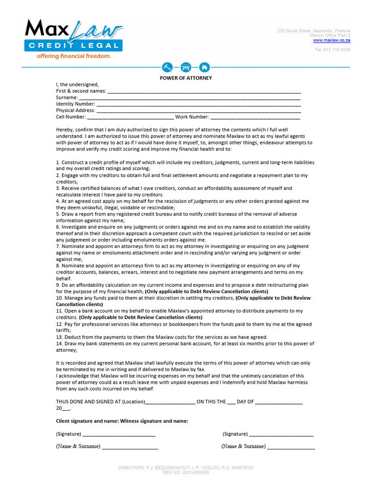 MaxLaw - POWER OF ATTORNEY V2 | PDF
