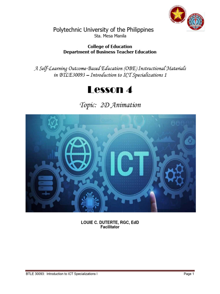 BTLE30093_IntroToICTS1_Lesson4_Introduction-to-2D-Animation | PDF | Animation