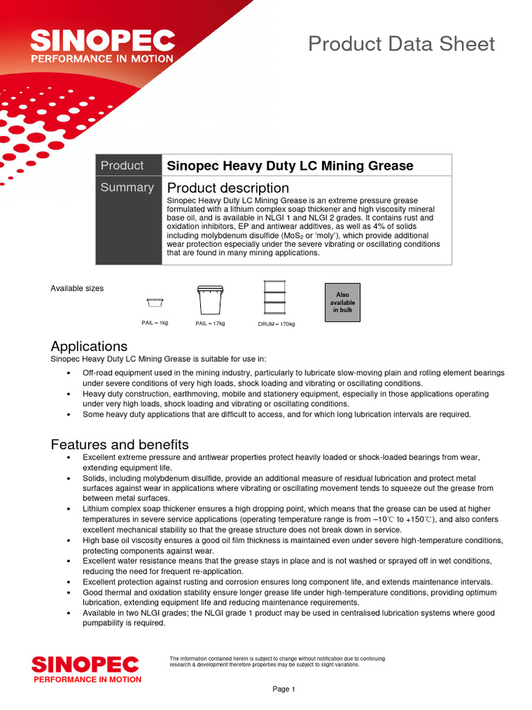 Heavy Duty LC Mining Grease | PDF | Materials
