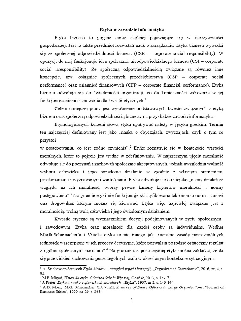 Etyka W Zawodzie Informatyka | PDF