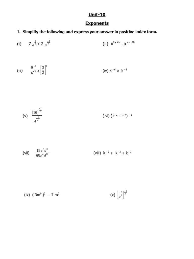 12. P6 Maths U- 10 ( Exponents) | PDF | Mathematics