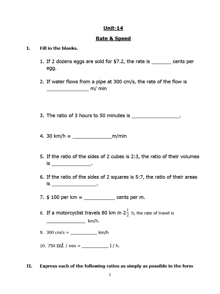 P6 Maths U-14 (Rate & Speed) | PDF