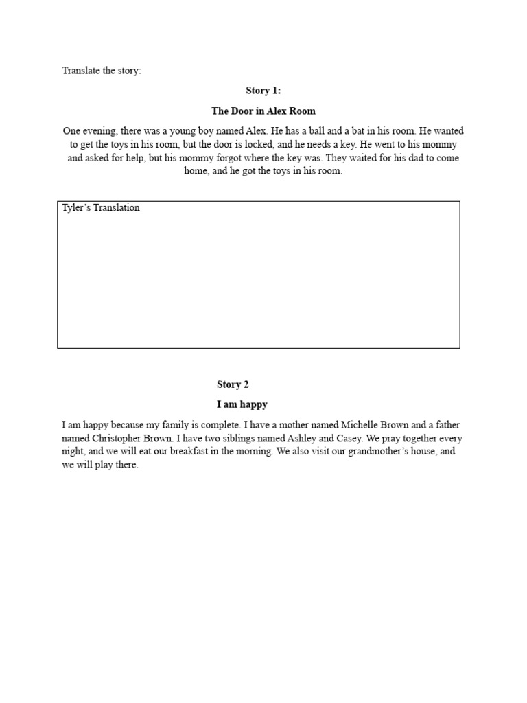 Translate The Story | PDF