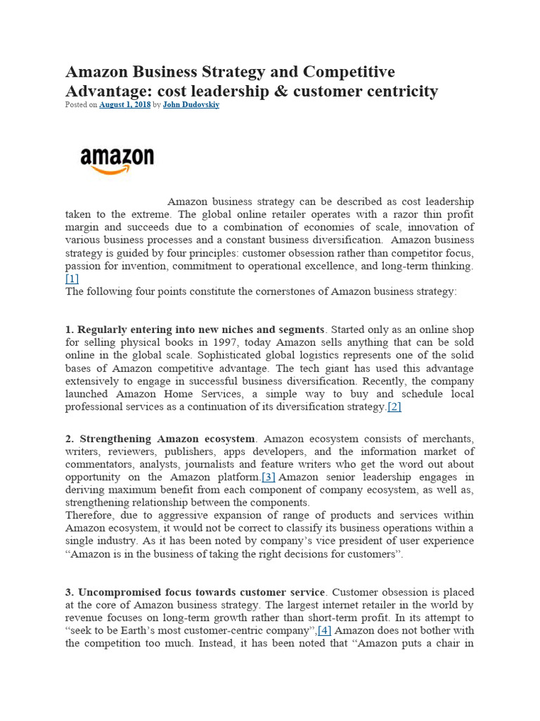 Amazon Business Strategy and Competitive Advantage | PDF | Strategic ...