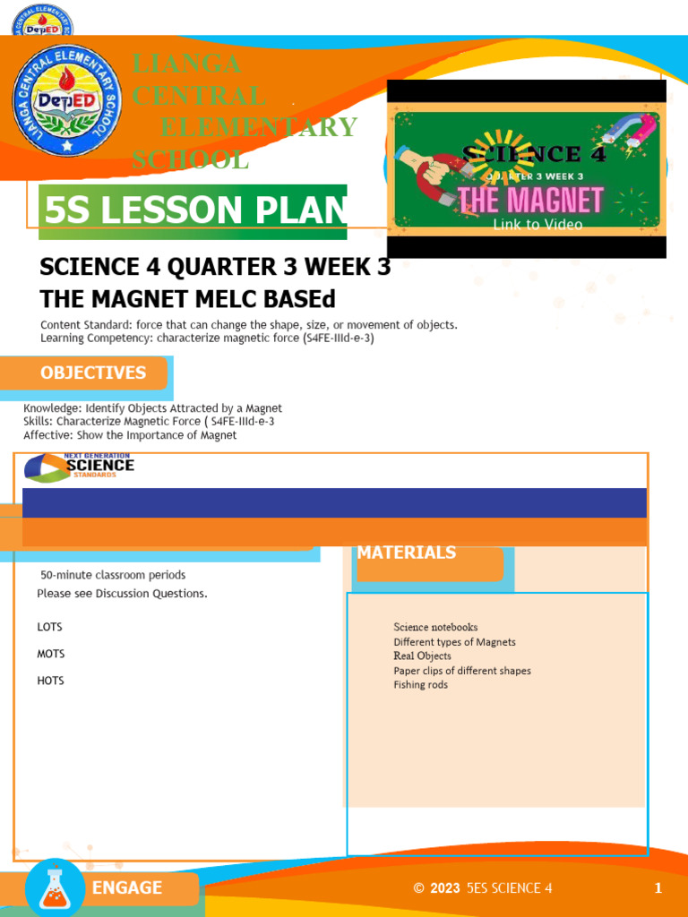 5S Science 4 Plan Llorente | PDF | Magnet | Learning