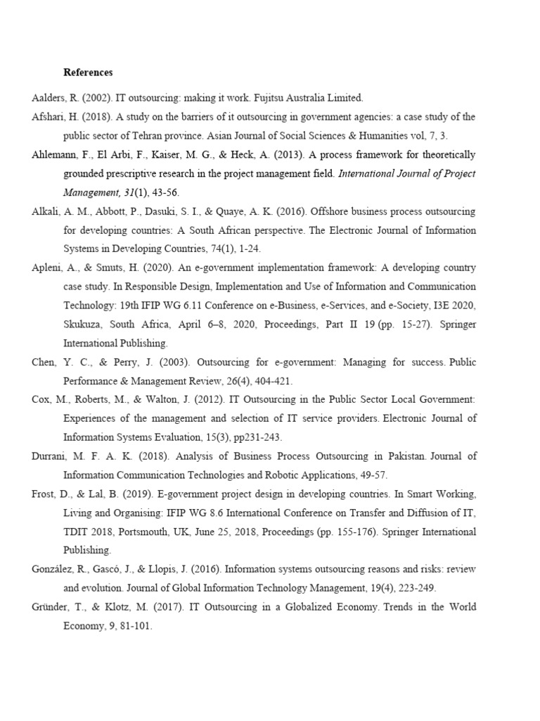 References | PDF | Outsourcing | E Government