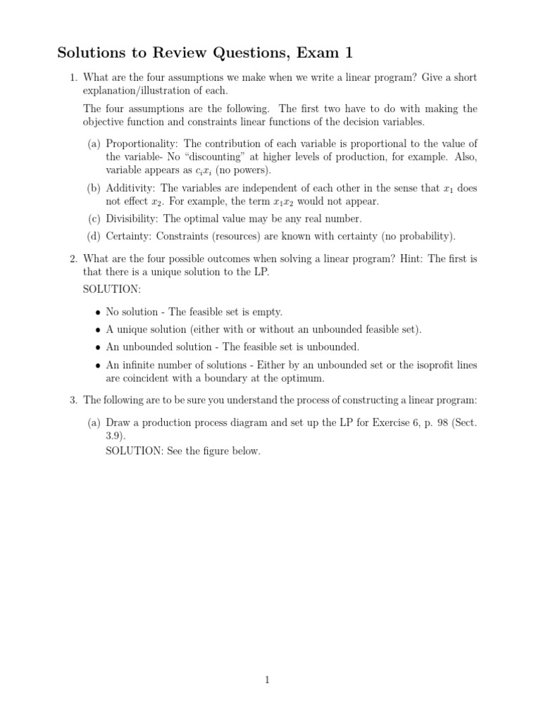 Exam 1 Rev SOL | PDF | Linear Programming | Mathematical Optimization