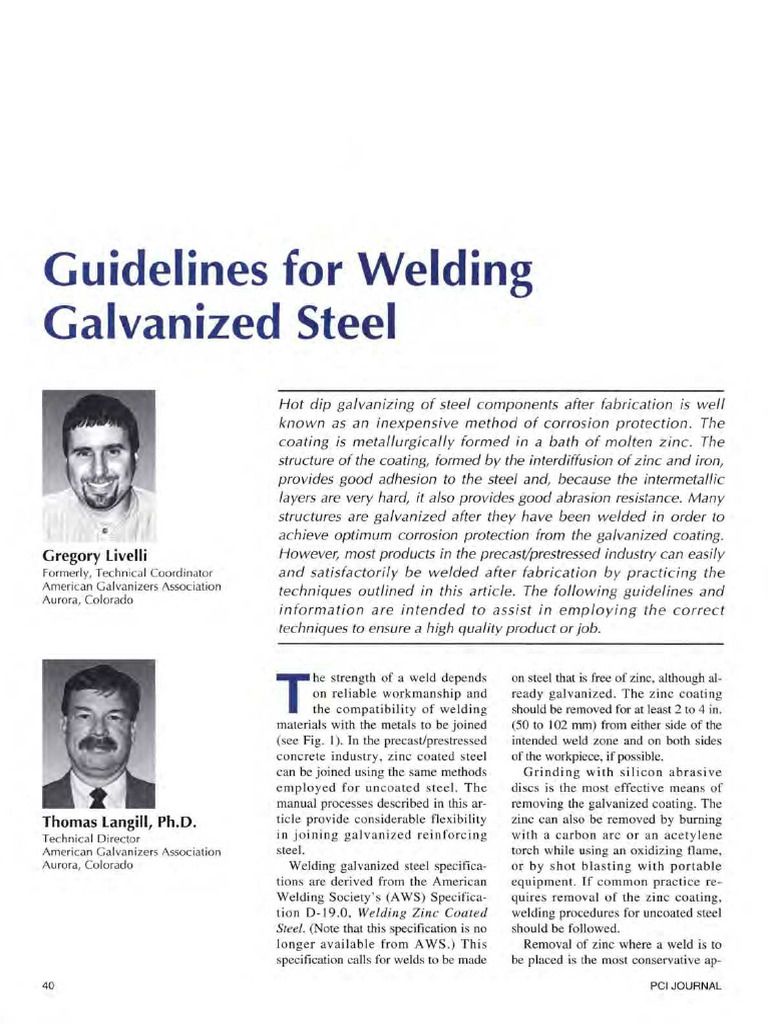 Guidelines For Welding Galvanized Steel | PDF | Construction | Welding