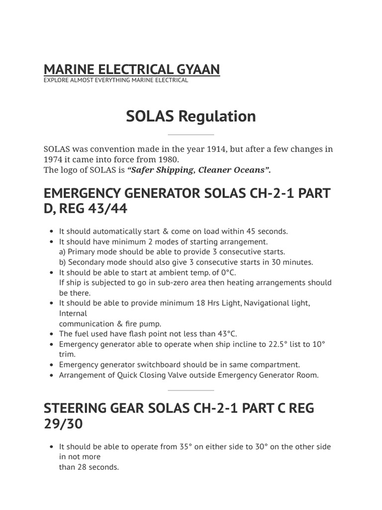 SOLAS Regulations | PDF | Boiler | Power (Physics)