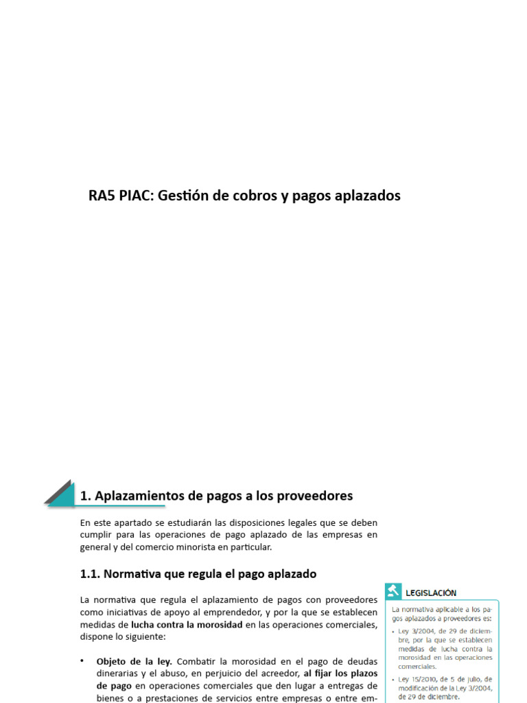 RA5 PIACGESTIÓN DE COBROS Y PAGOS APLAZADOS | PDF | Pagaré | Pagos