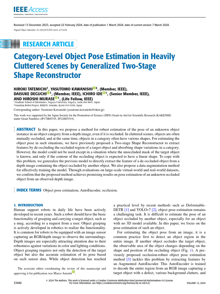 Category-Level Object Pose Estimation in Heavily Cluttered Scenes by Generalized Two-Stage Shape ...