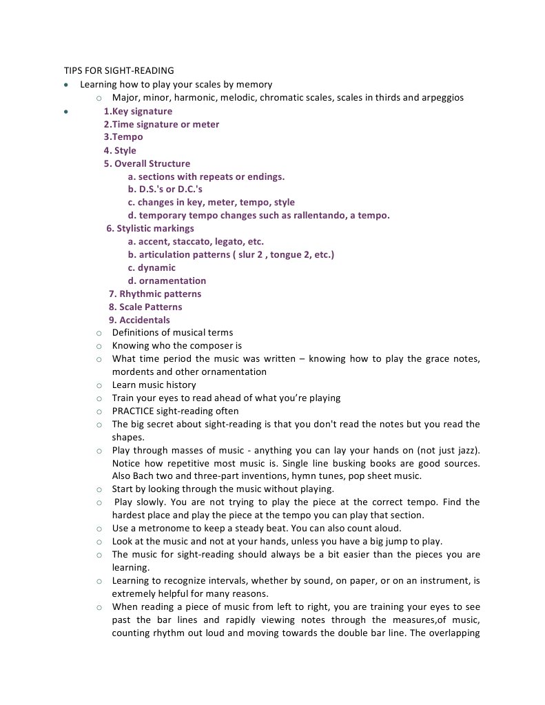 Tips For Sight Reading | PDF