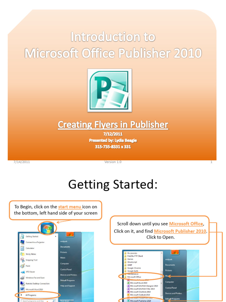 Publisher 2010 Basics Presentation1 | PDF | National Telecommunications ...