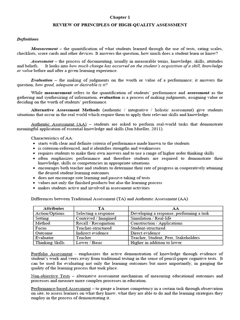 Chapter 1 AL2 | Download Free PDF | Educational Assessment | Validity (Statistics)
