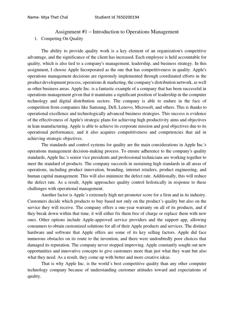 Operation management A1 pdf | PDF | Adidas | Apple Inc.