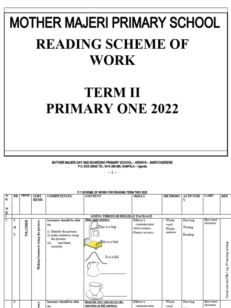 P.1 Reading Scheme of Work Term Ii 2022 | PDF | Fluency