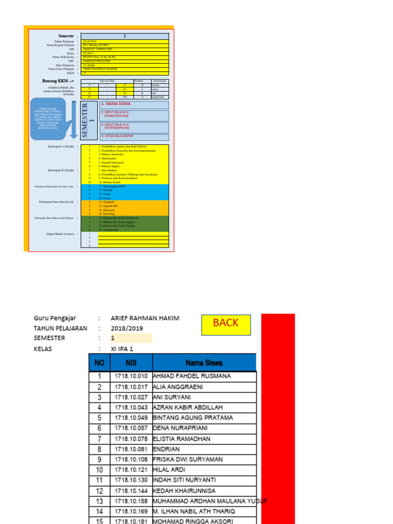 Input Nilai Fisika 11 Mipa 1 | PDF