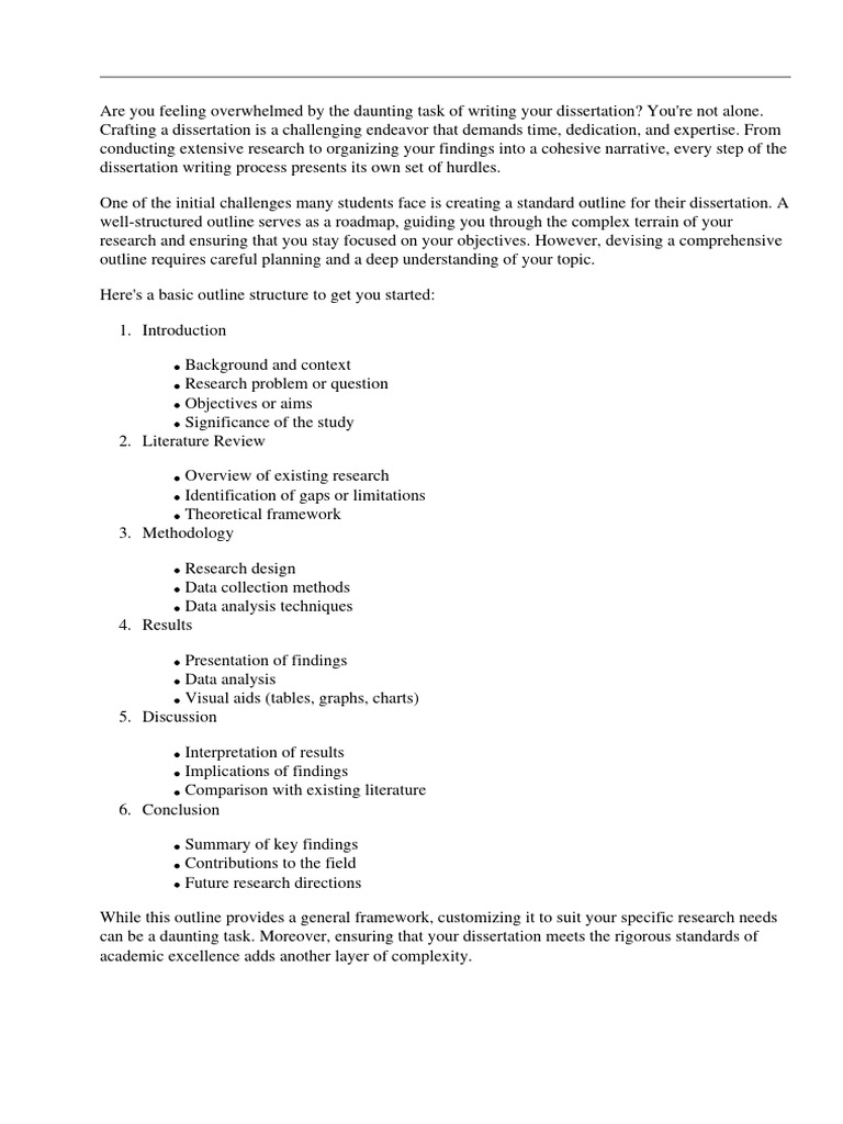 Standard Dissertation Outline | PDF | Thesis | Essays